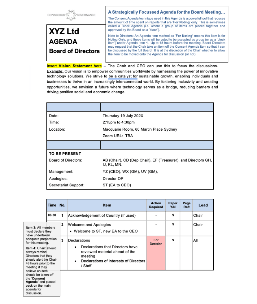 Strategic Agenda Template Download Boardpro